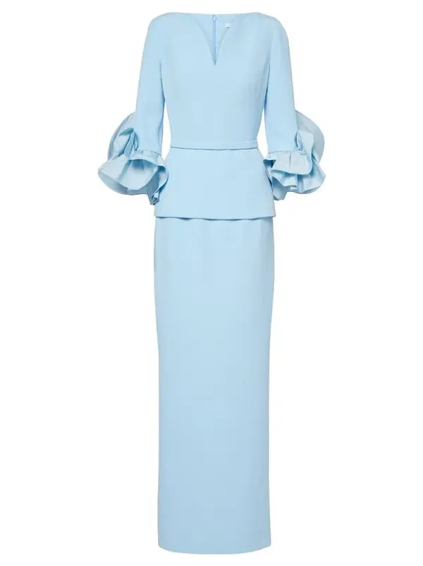 Safiyaa Clemence Ruffled Crepe Gown - Blue