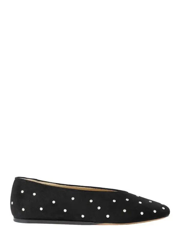 Le Monde Beryl Regency Crystal-embellished Suede Ballet Flats - Black