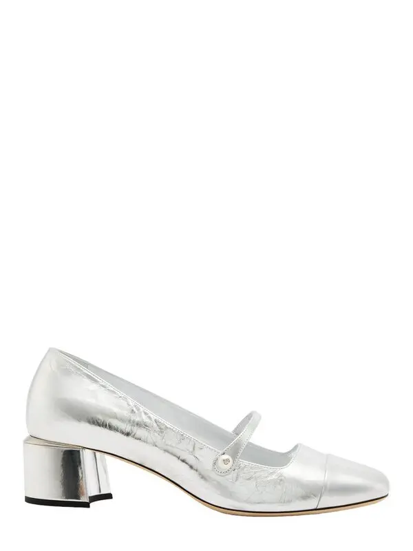 JIMMY CHOO Elisa 45 Metallic Leather Pumps - Silver