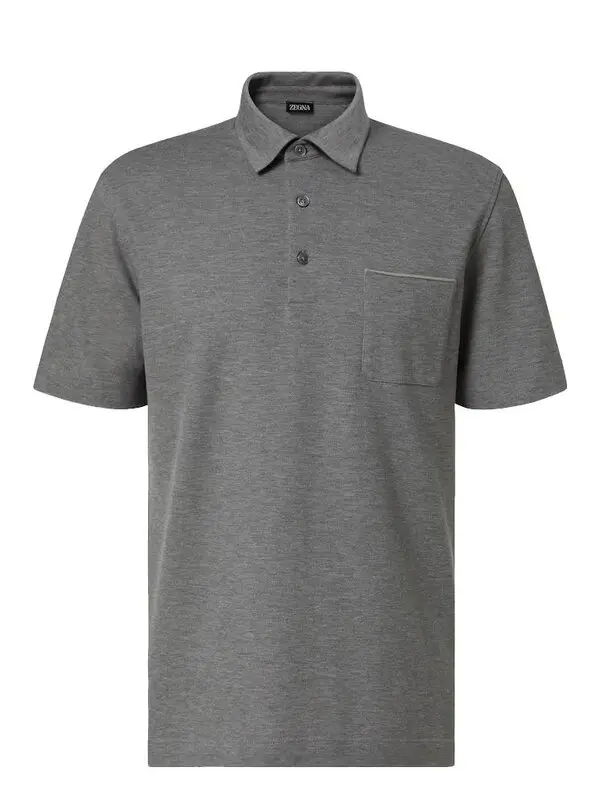 Zegna Cotton Polo Shirt - Grey
