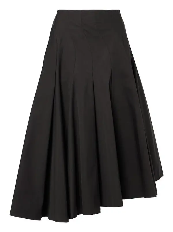 FFORME Asymmetric Cotton Midi Skirt - Black