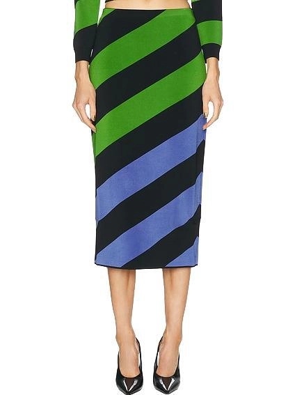 Carolina Herrera Striped Knit Pencil Skirt - Lawn Green Multi