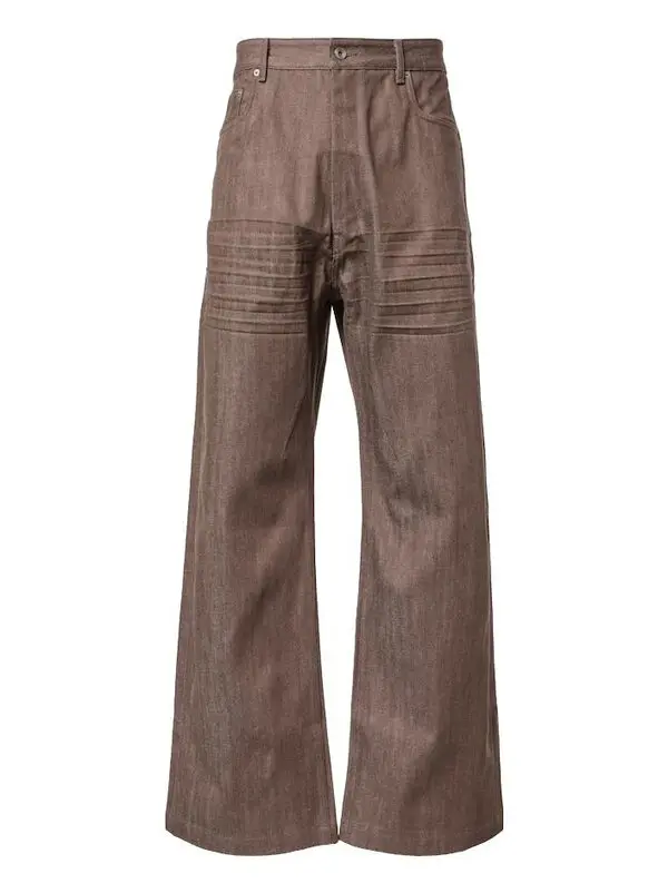 Rick Owens Geth Wide-leg Jeans In Dark Dust Cotton - Brown