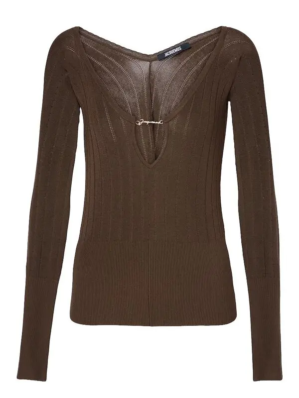 Jacquemus Pralu Ribbed-knit Top - Brown
