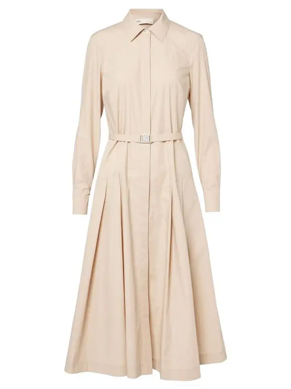 Tory Burch Pleated Cotton-blend Shirt Dress - Grey