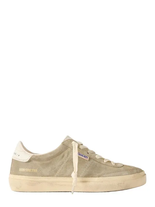 GOLDEN GOOSE Soul-star Distressed Suede And Leather Trimmed Sneakers - Brown
