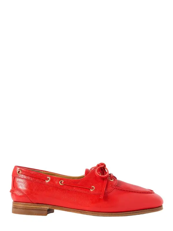 Bally Pathy Leather Boat Shoes - Red