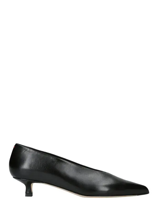 AeydĒ Clara Leather Pointed Toe Low Heel Pumps - Black