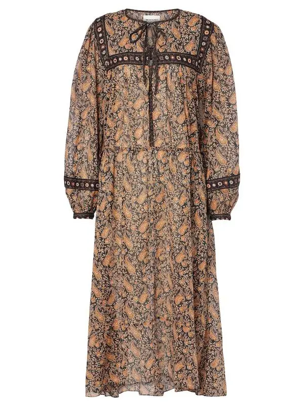 MARANT ETOILE Greila Cotton Voile Midi Dress - Black