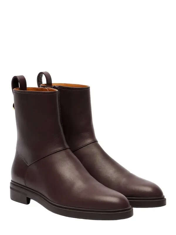 Loro Piana Kilda Leather Ankle Boots - Brown