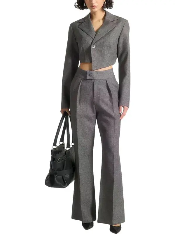 Manière De Voir Elsa High-waisted Marl Tailored Trousers - Grey
