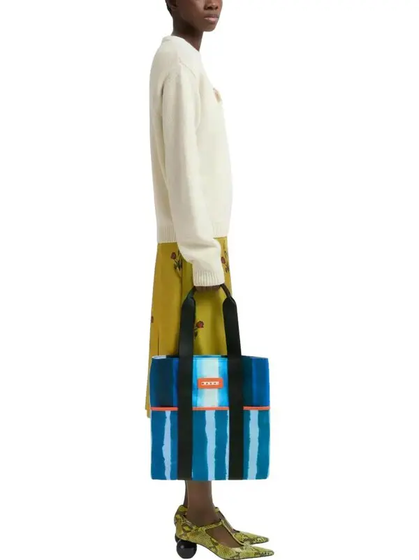 Marni Striped Tape-handles Tote Bag - Blue