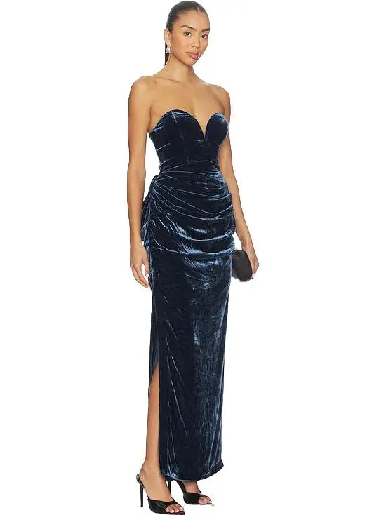 ROTATE BY BIRGER CHRISTENSEN Ivette Velvet Gown - Blue