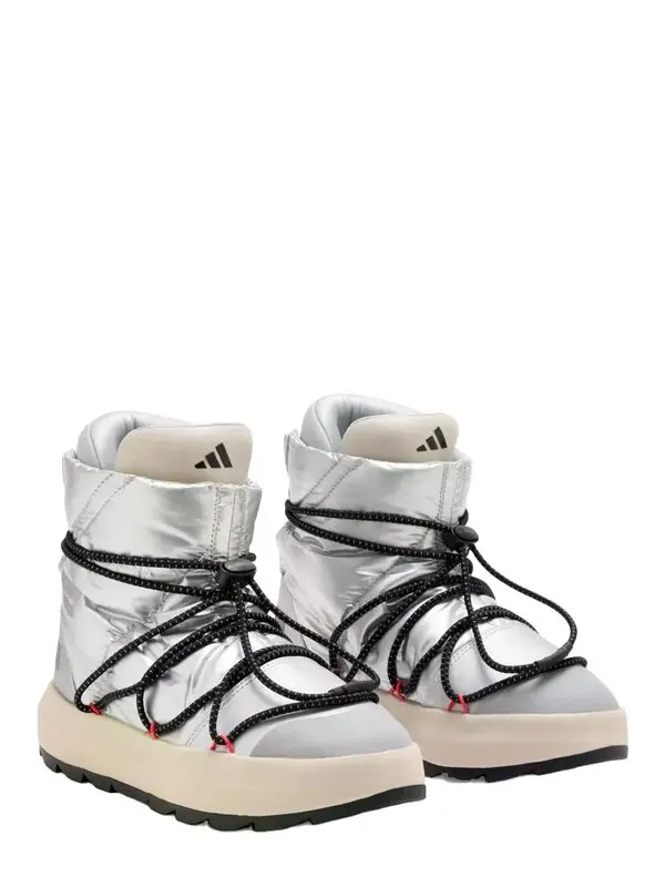 Adidas Quilted Lace-up Boots With -tone Finish - Silver