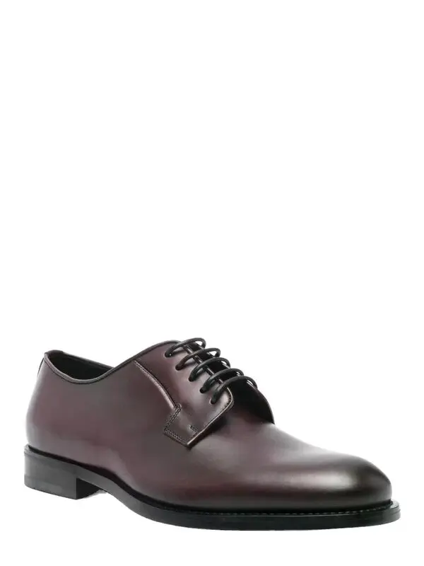 FERRAGAMO Bordeaux Leather Lace-up Derby Shoes - Brown