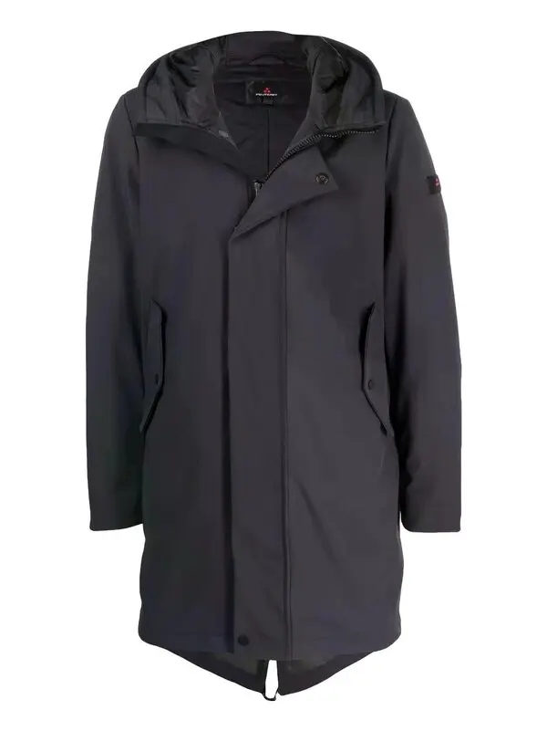 Peuterey Logo Patch Hooded Coat - Blue