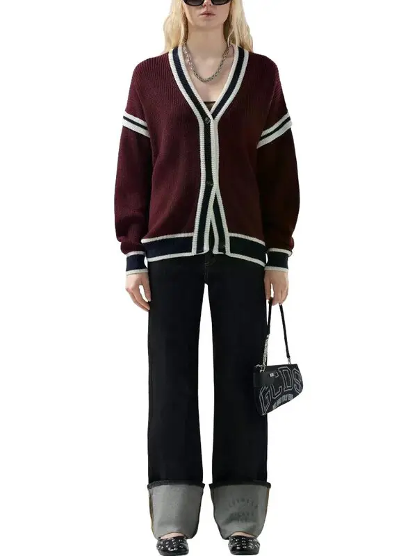 Gcds Striped Button Cardigan - Red