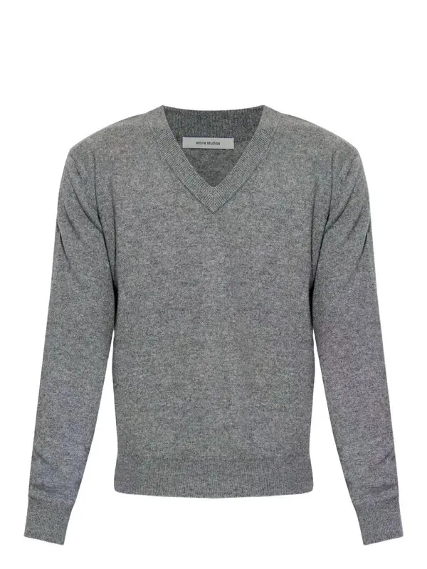 ENTIRE STUDIOS V-neck Ribbed Sweater - Grey