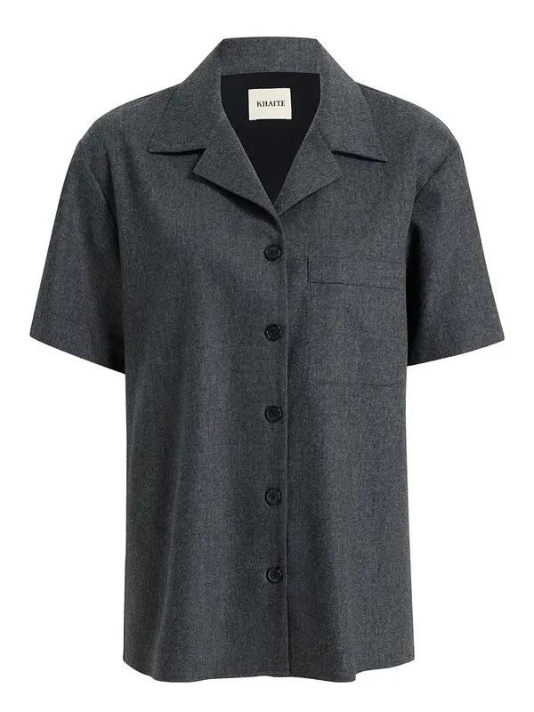 Khaite Riordan Pocket Wool Shirt - Grey
