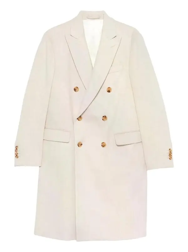 LARDINI Double-breasted Virgin Wool Coat - Neutrals