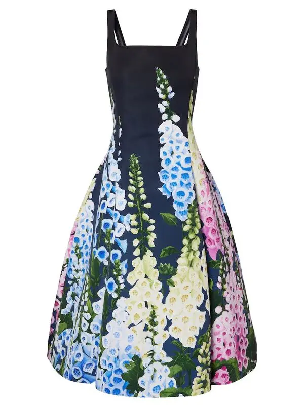 Oscar De La Renta Floral Faille Coktail Dress - Multicoloured