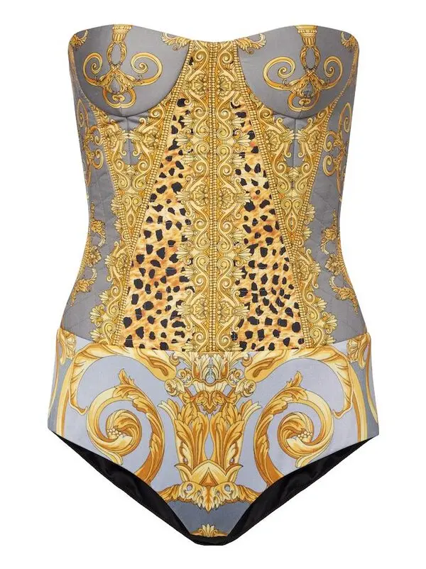 Versace Printed Cotton Corset Bodysuit - Multicoloured