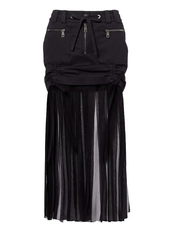 Dolce & Gabbana Silk And Cotton Blend Midi Skirt - Black
