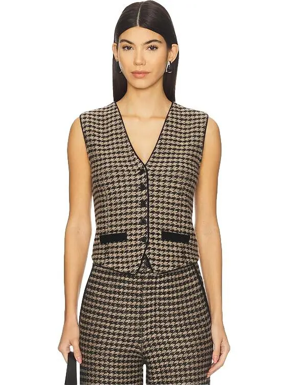 Guest In Residence Houndstooth Tailored Vest - Black