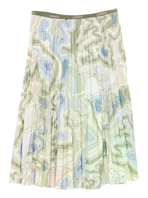 Lacoste Pleated Midi Skirt With All-over Print - Yellow