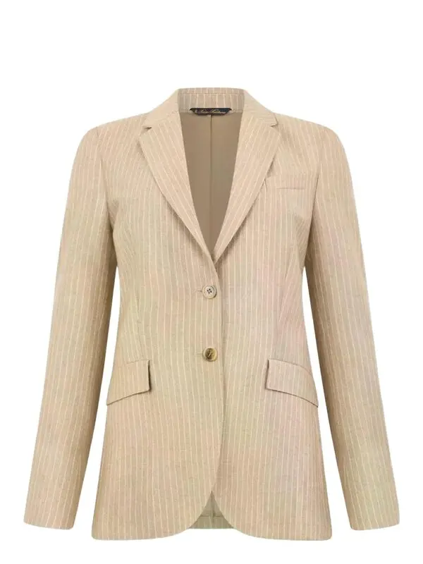 Brooks Brothers Striped Virgin Wool Blazer - Neutrals