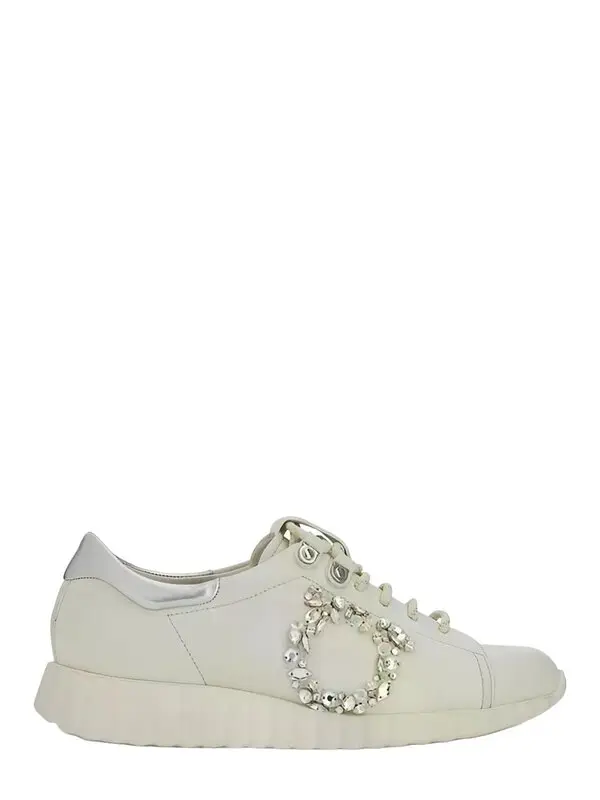 FERRAGAMO Gancini Embellished Lace-up Sneakers - Neutrals