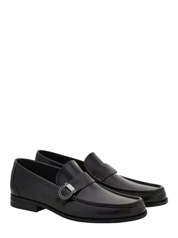 FERRAGAMO Gancini Saddle-strap Loafers - Black