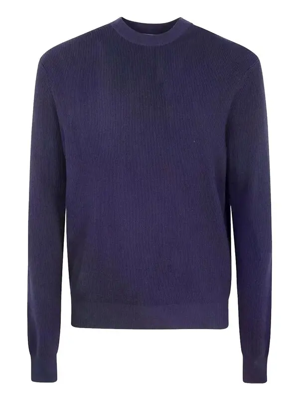 PEOPLE OF SHIBUYA Ribbed Crew Neck Sweater - Blue