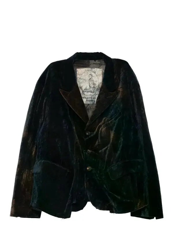 ZIGGY CHEN Gathered Velvet Blazer - Blue