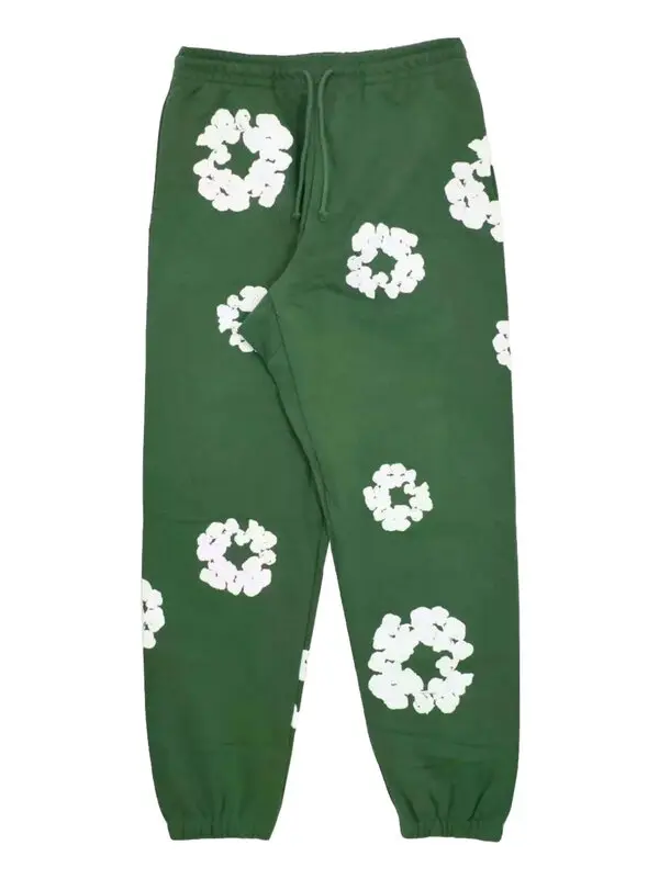 DENIM TEARS Drawstring Floral-print Track Pants - Green
