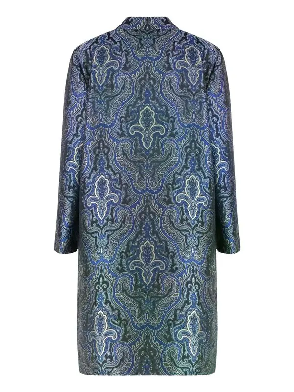 CARLOTTA CANEPA Patterned Jacquard Single-breasted Coat - Blue
