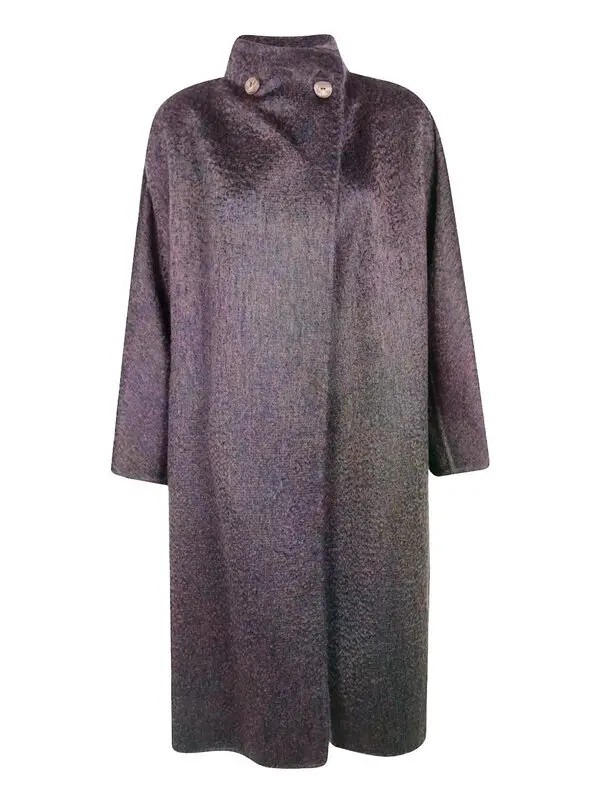 Max Mara Buttoned High Neck Coat - Brown