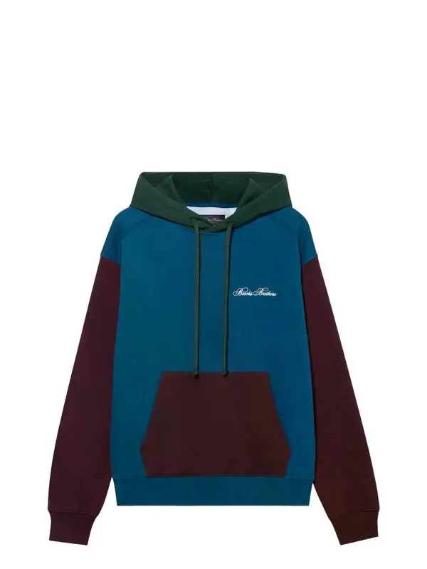 Brooks Brothers Multi-coloured Embroidered Logo Hoodie - Blue