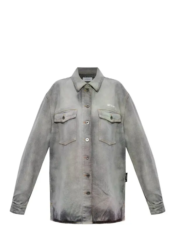 Off-White C/o Virgil Abloh Denim Shirt With Arrows Motif - Grey