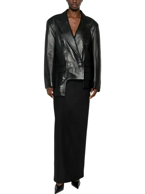 MEDEEA Asymmetric Leather Jacket - Black
