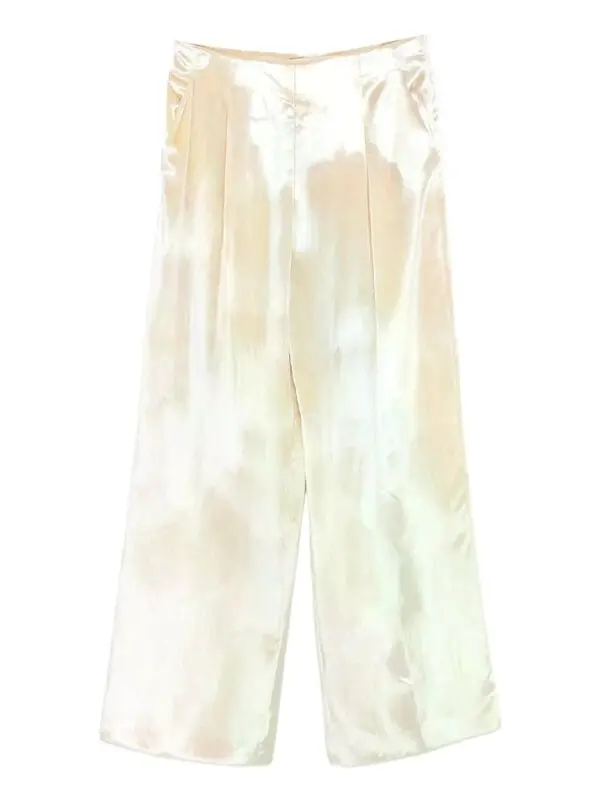 Alberta Ferretti Pleated Straight Leg Trousers - Neutrals