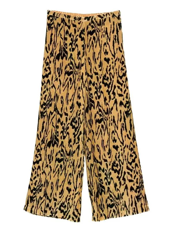 FORTE_FORTE Printed Elasticated Waistband Wide Leg Trousers - Yellow