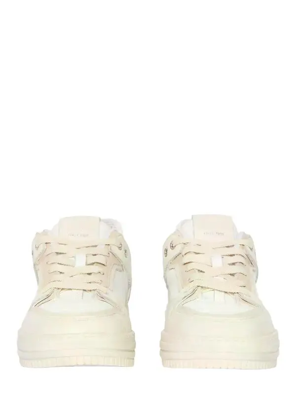 Gcds Lace-up Low-top Leather Sneakers - Neutrals