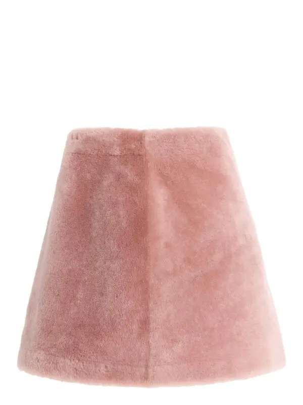 ARMA Olivia Shearling Leather Mini Skirt - Pink