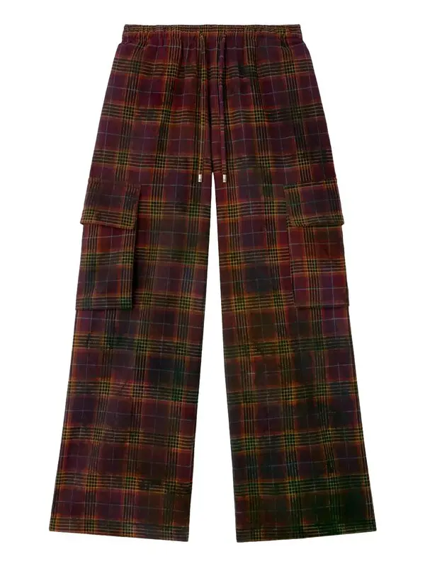Palm Angels Checked Cargo Pants - Red