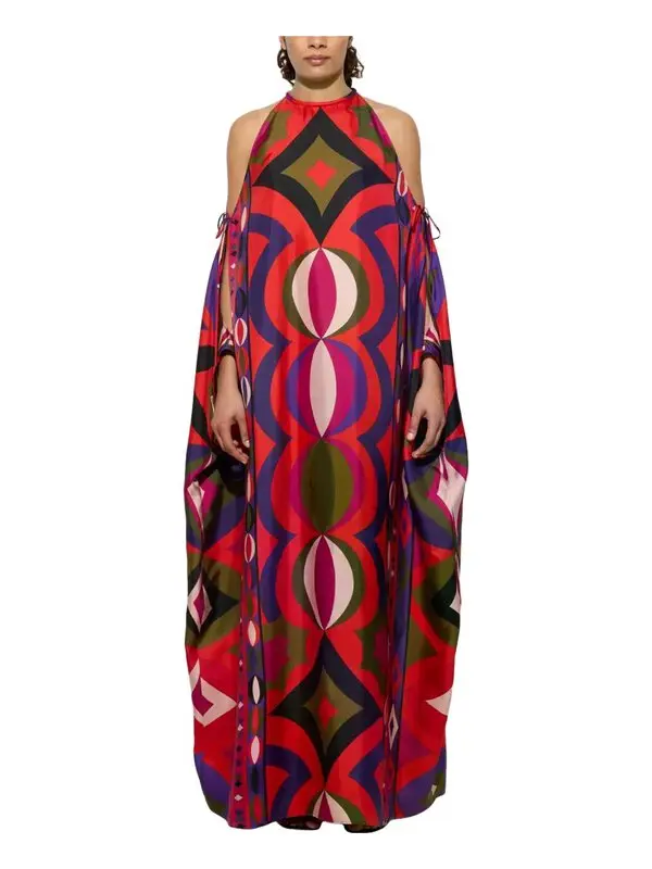 Emilio Pucci Printed Silk Kaftan Maxi Dress - Red