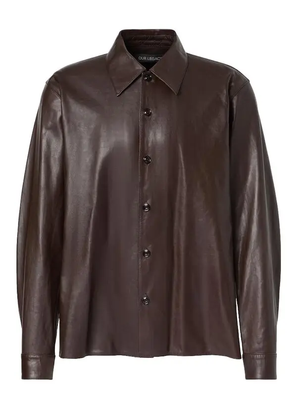 Our Legacy Welding Leather Overshirt - Brown