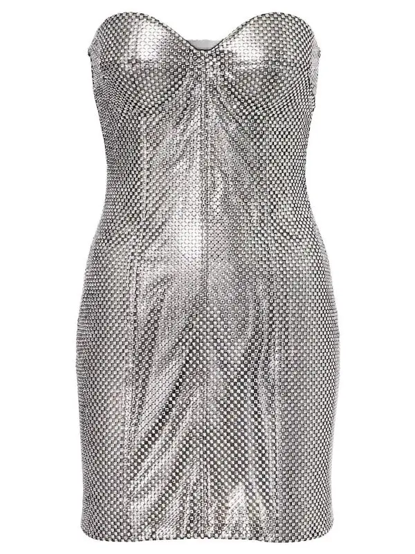 Dolce & Gabbana Embellished Corset Minidress - Silver