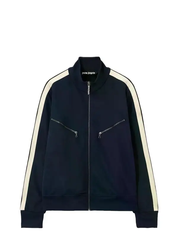 Palm Angels Curved-logo Zip-up Sweatshirt - Blue
