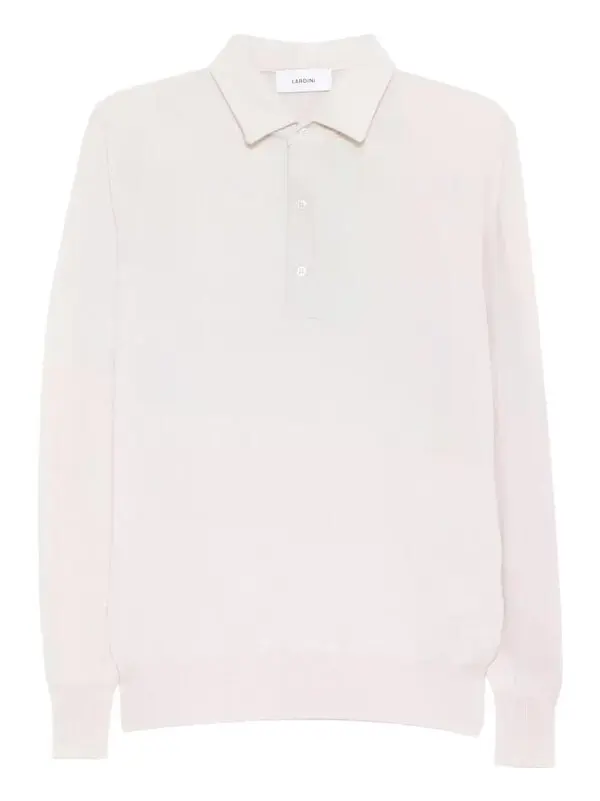 LARDINI Logo Embroidered Polo - Neutrals